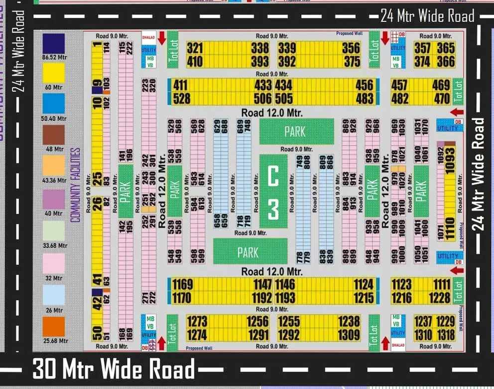 Rohini Sector 34 Layout Plan Maps - PKT A1 to A4 and C1 to C6